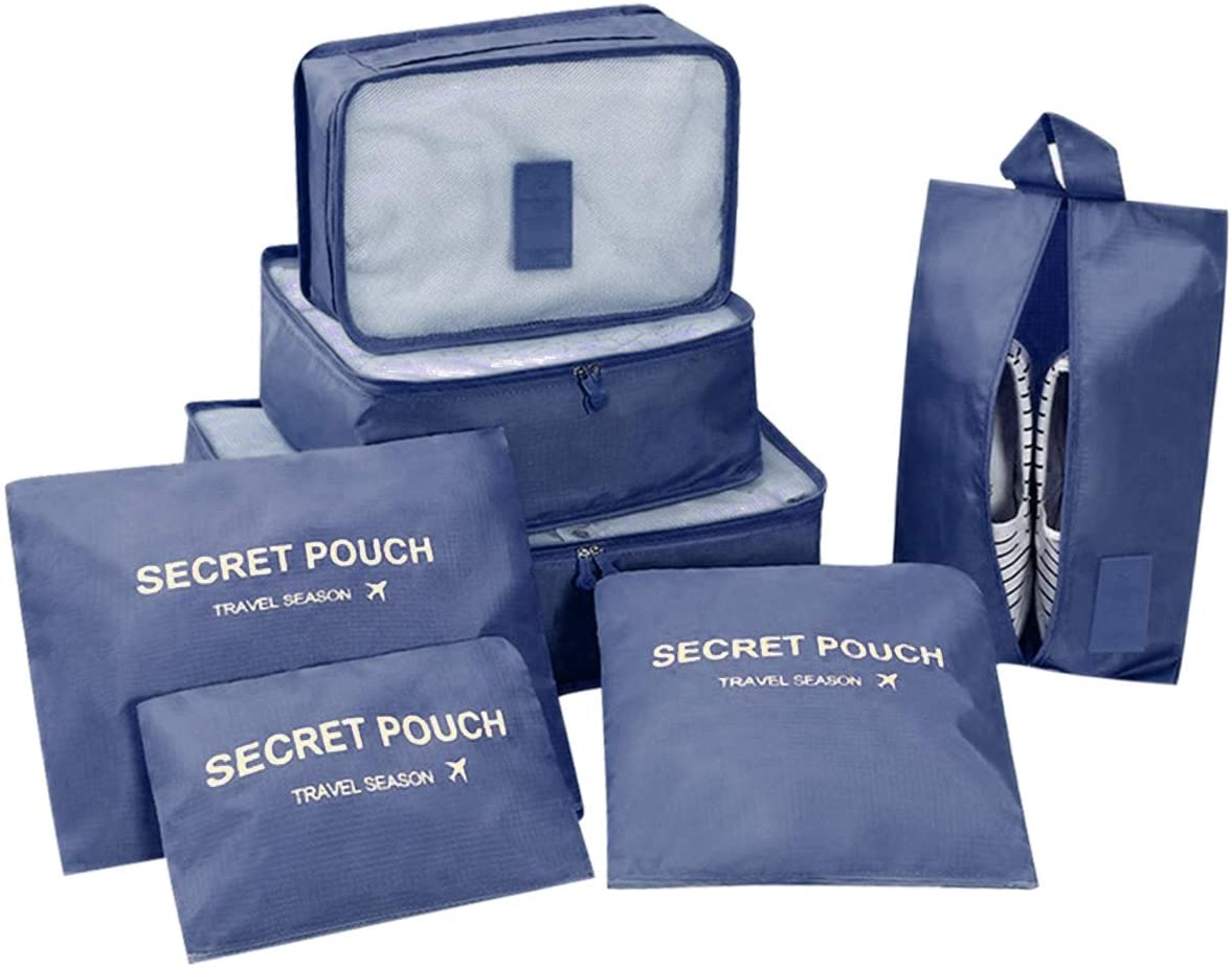 Navy 7 Piece Packing Cubes, Organiser - MsBeeEmporium